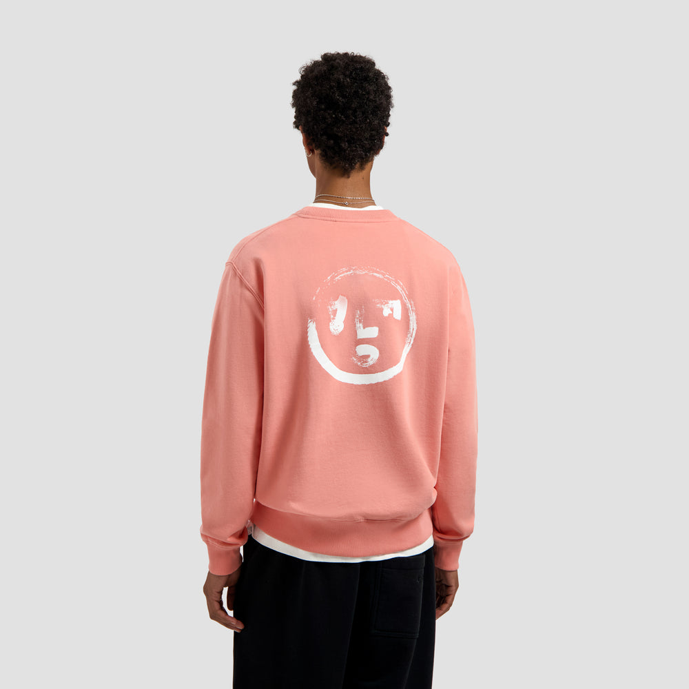 Brushstroke Face Crewneck - Burnt Coral – OLAF
